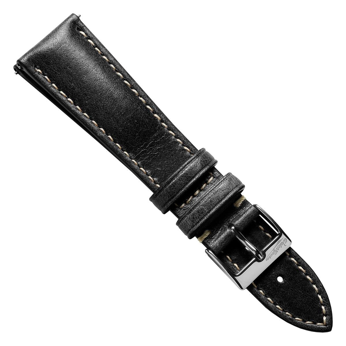 Classic Highley Genuine Leather Watch Strap - Black | WatchGecko