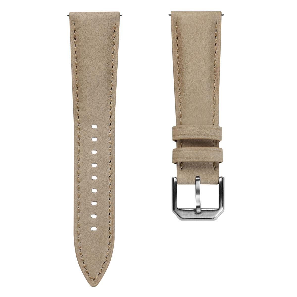 Whitby Padded Genuine Leather Watch Strap - Pastel Beige | WatchGecko