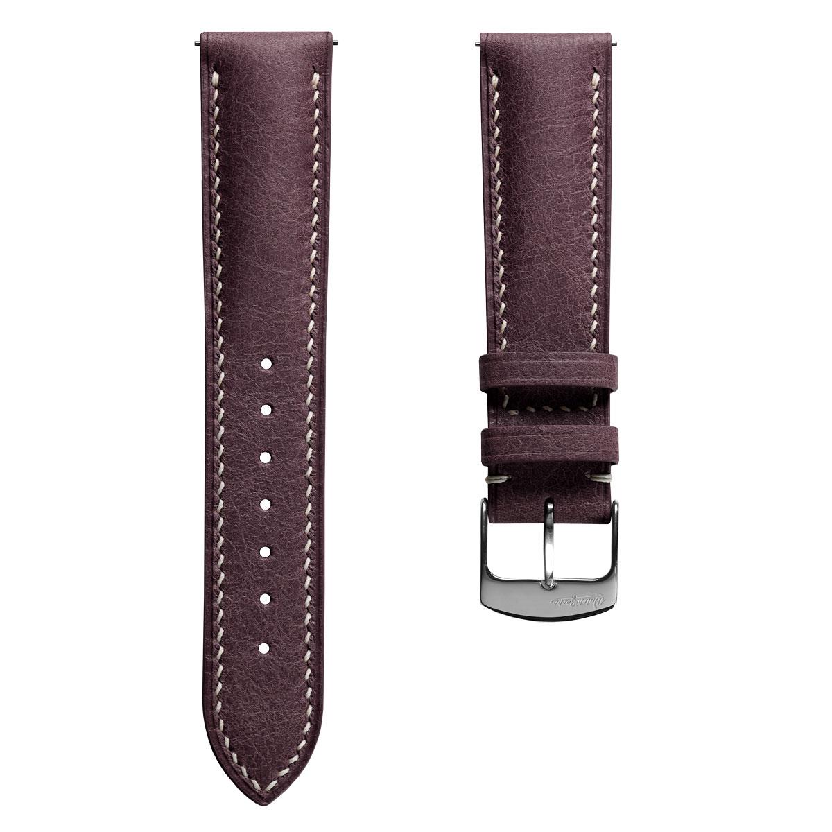 Lerano Tuscan Padded Leather Watch Strap - Bordeaux | WatchGecko