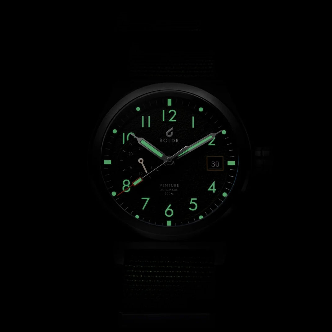 Boldr Venture Wayfarer Automatic Watch - Olive | WatchGecko