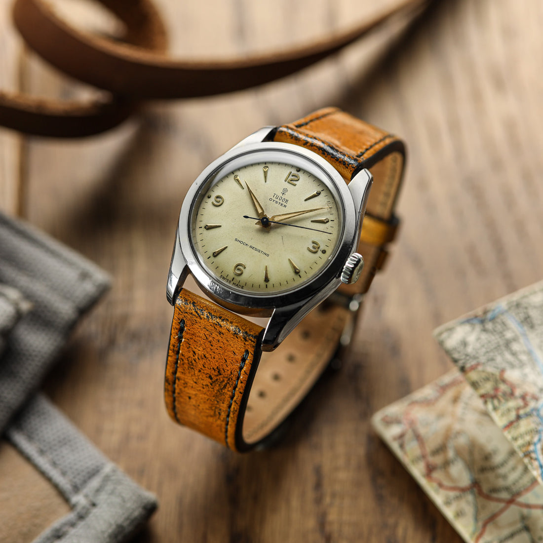 Radstock Vintage Genuine Leather Watch Strap - Vintage Gold | WatchGecko