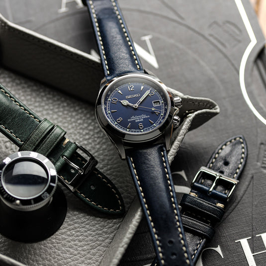 Classic Padded Genuine Leather Watch Strap - Blue | WatchGecko