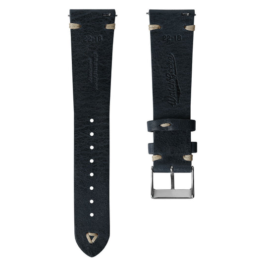 Classic Simple Handmade Italian Leather Watch Strap - Blue | WatchGecko