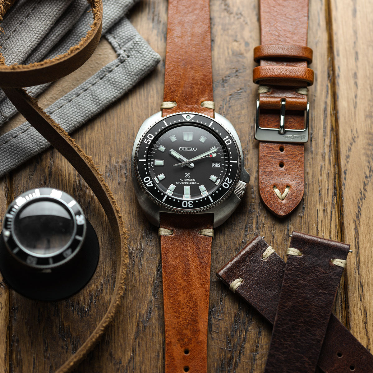 Classic Simple Handmade Italian Leather Watch Strap - Reddish Brown ...
