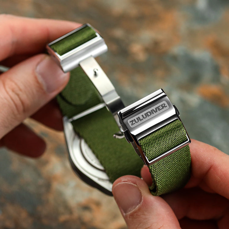 OCTOPOD Apex Nylon Watch Strap - Army Green | WatchGecko