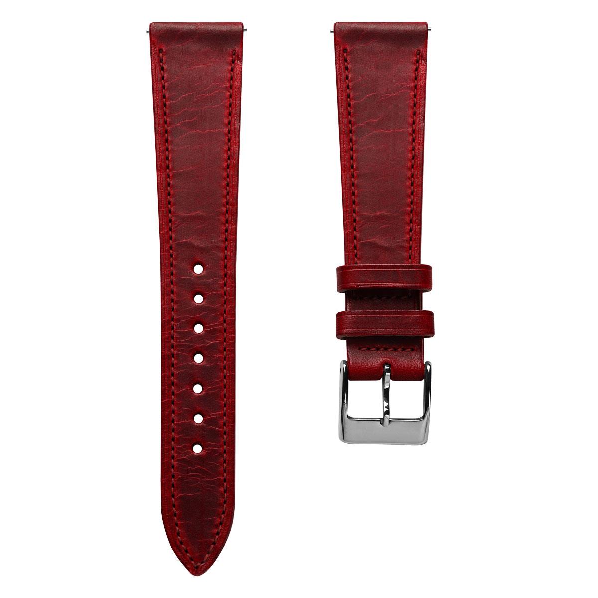Hatherley Badalassi Carlo Wax Leather Watch Strap - Anvil Red | WatchGecko