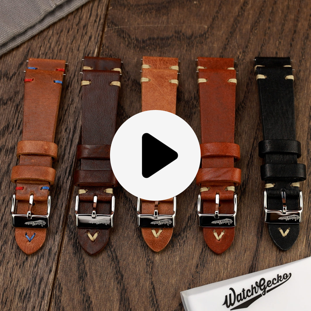 Simple Handmade Italian Leather Watch Strap - Black | WatchGecko