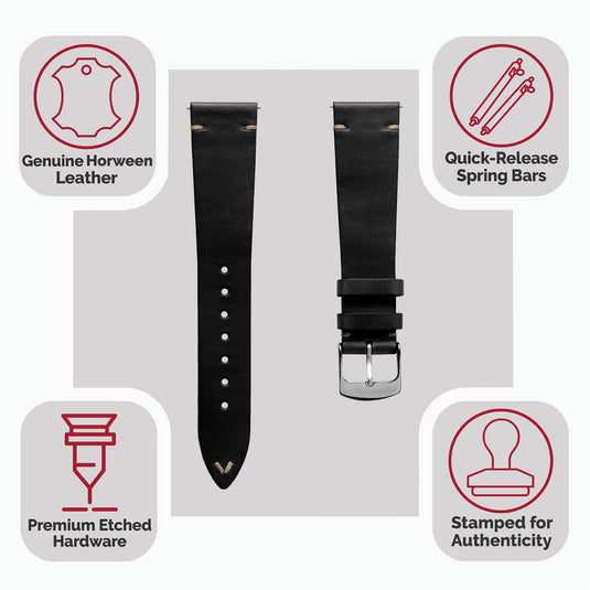 Genuine Horween Chromexcel® V-Stitch Leather Watch Strap - Chromexcel ...