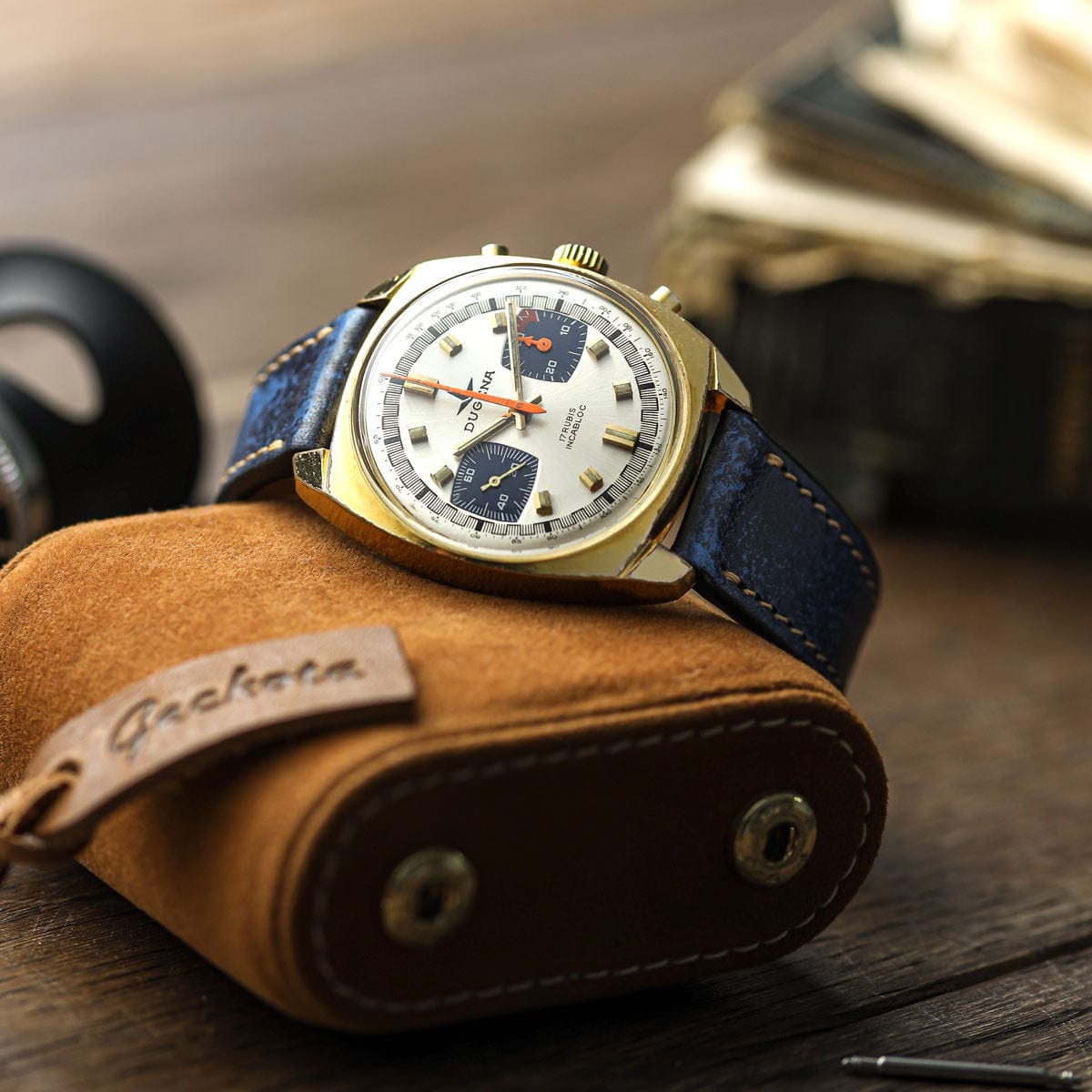 Radstock Vintage Genuine Leather Watch Strap - Vintage Blue | WatchGecko