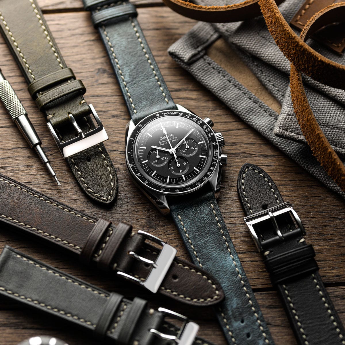 Rochefort Flat Patina Calf Leather Watch Strap - Fauve | WatchGecko
