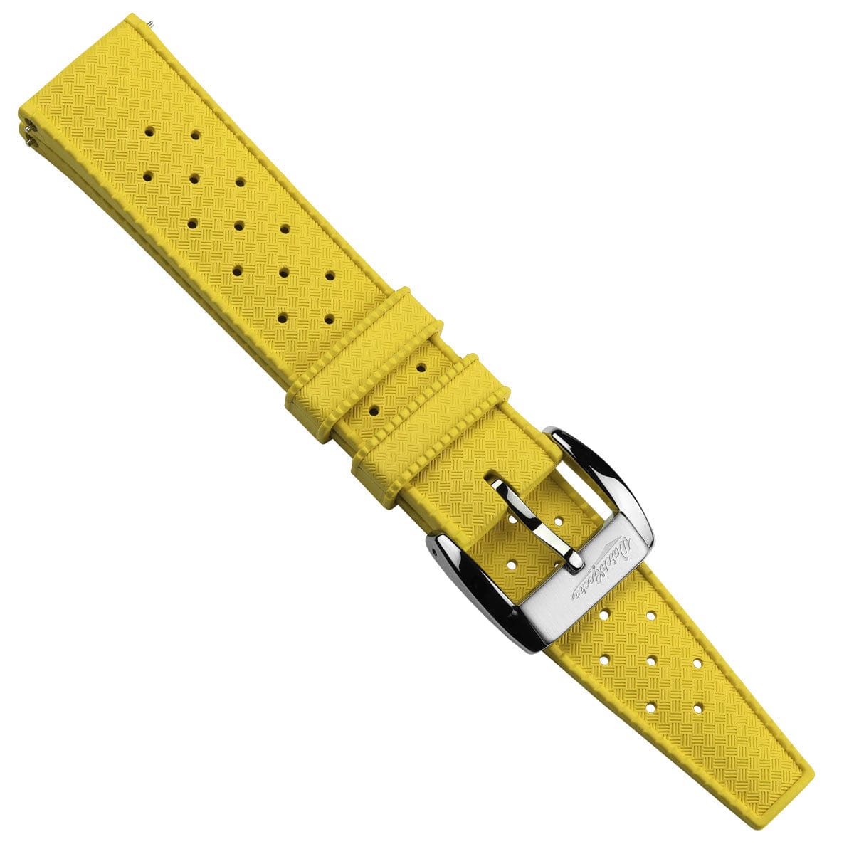 Vintage Style Perforated Rubber Watch Strap - Yellow | WatchGecko