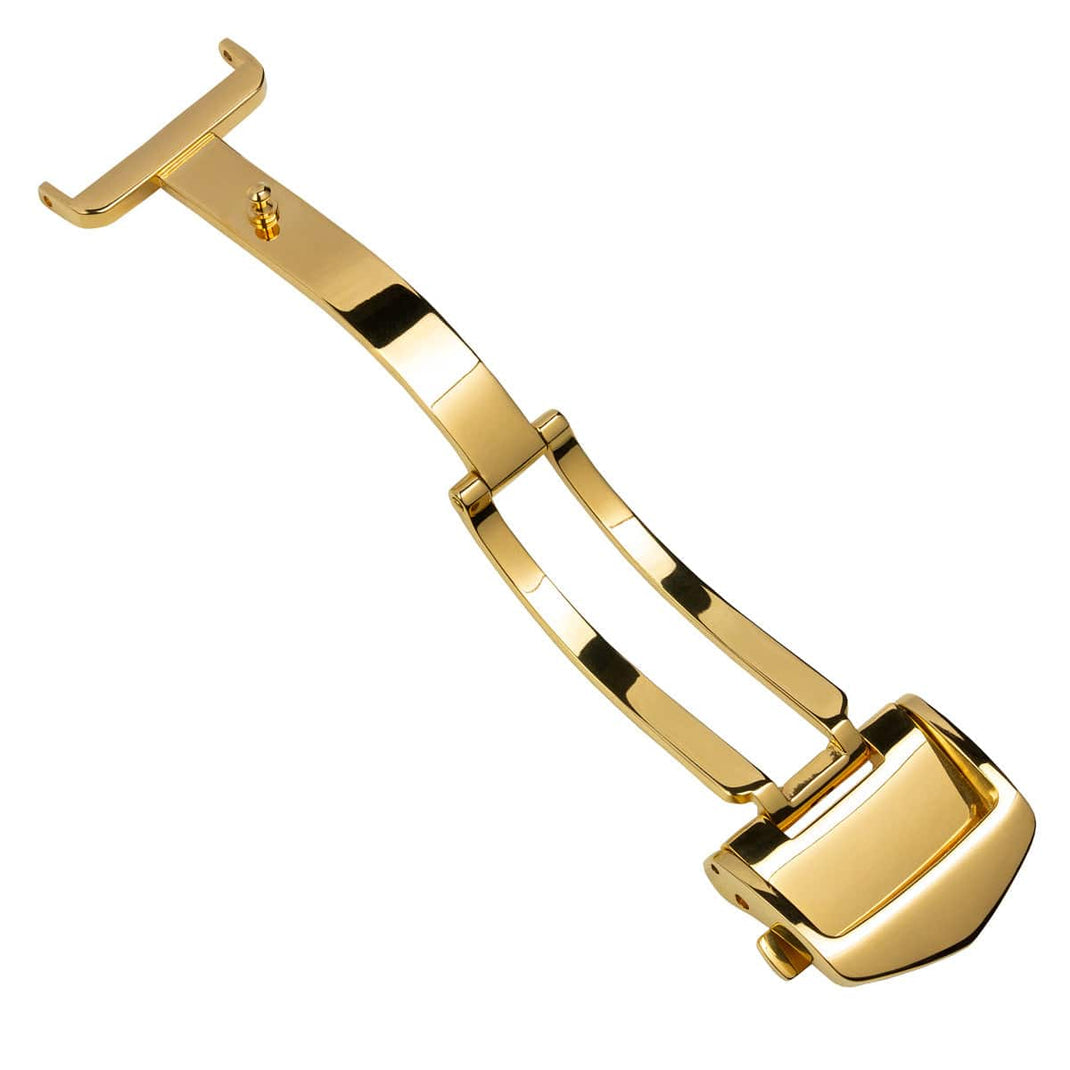 Stainless Steel Deployment Buckle for Leather Watch Straps - Gold ...