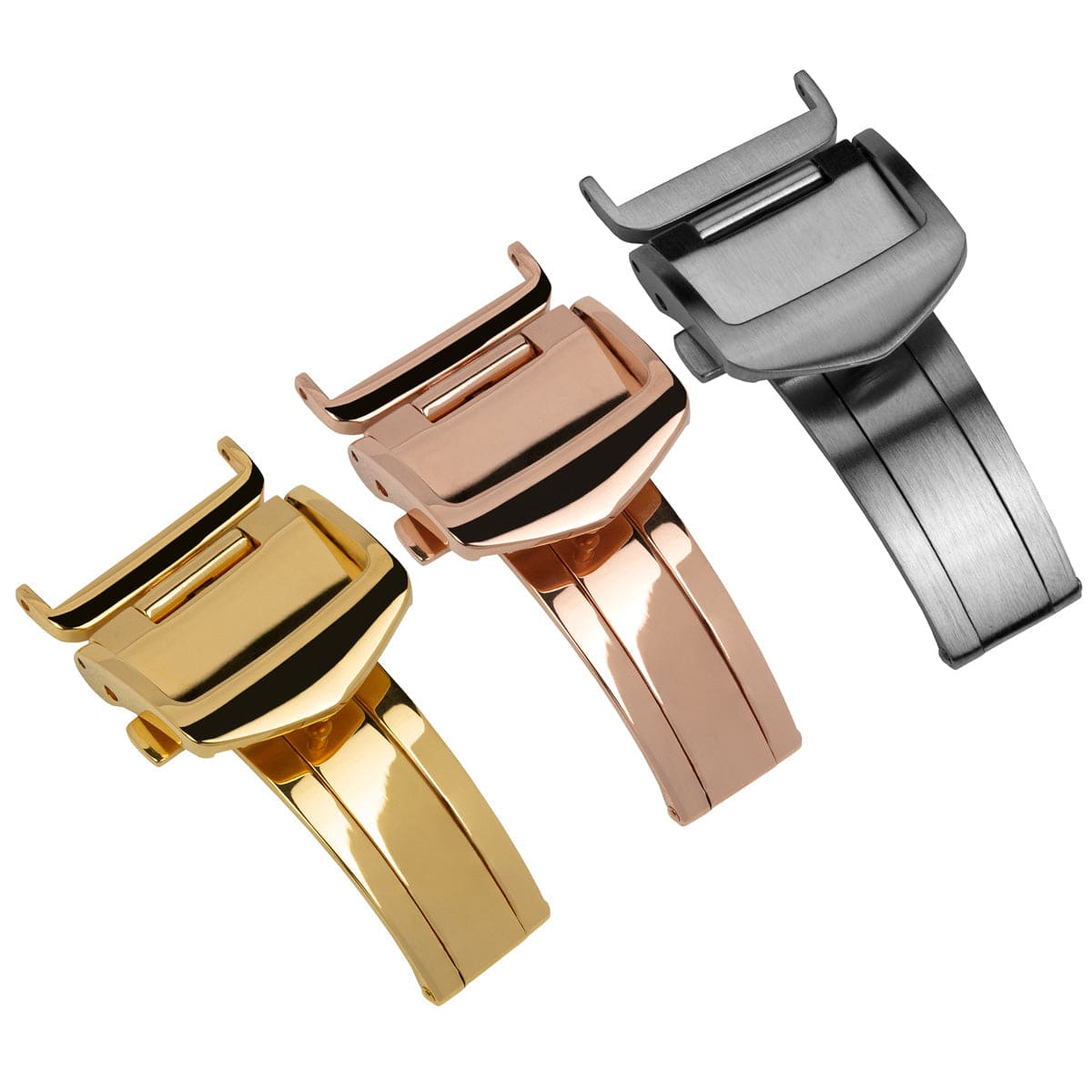 Stainless Steel Deployment Buckle for Leather Watch Straps - Gold ...