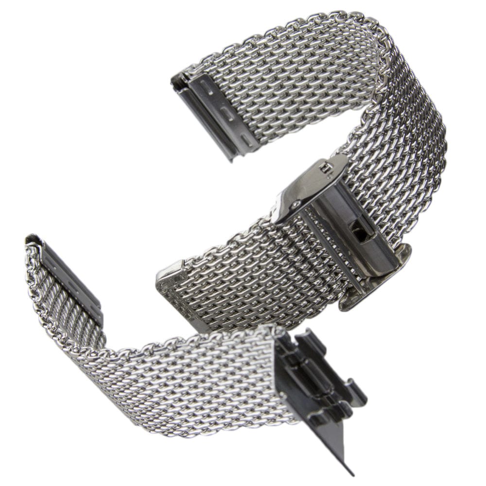Classic Style Stainless Steel Milanese Mesh Watch Strap - Polished ...