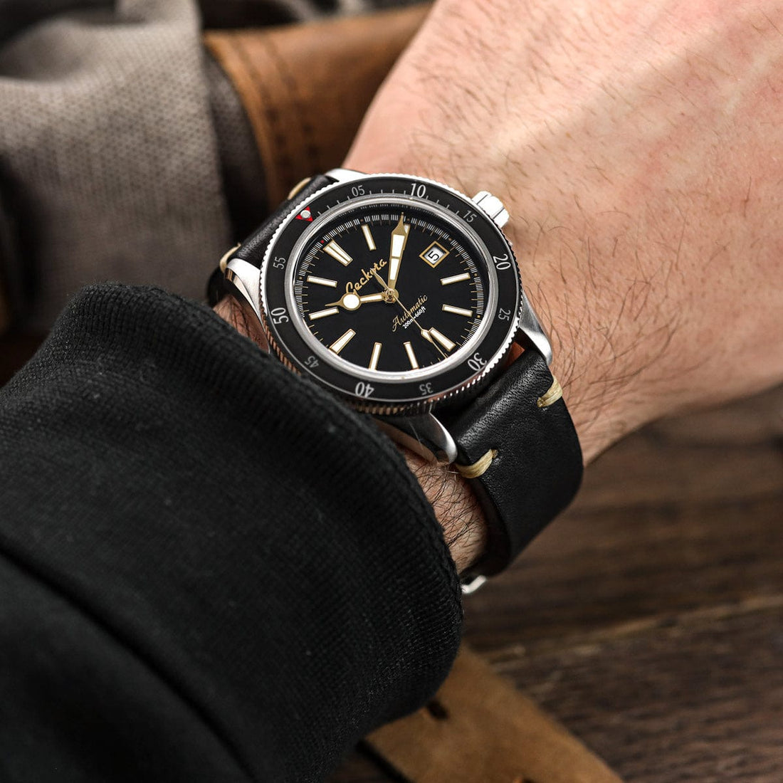 Simple Handmade Italian Leather Watch Strap - Black | WatchGecko