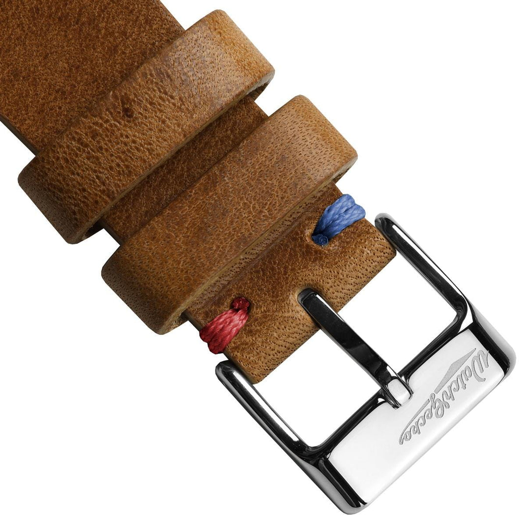 Simple Handmade Italian Leather Watch Strap - Light Brown Pepsi Stitch ...