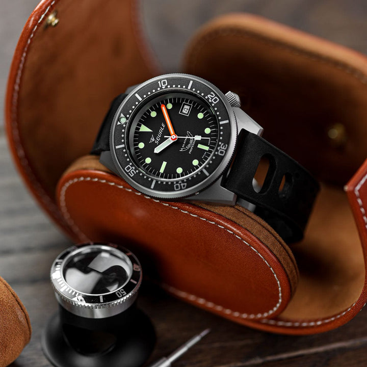Squale 1521 Blasted Case with Black Dial | WatchGecko