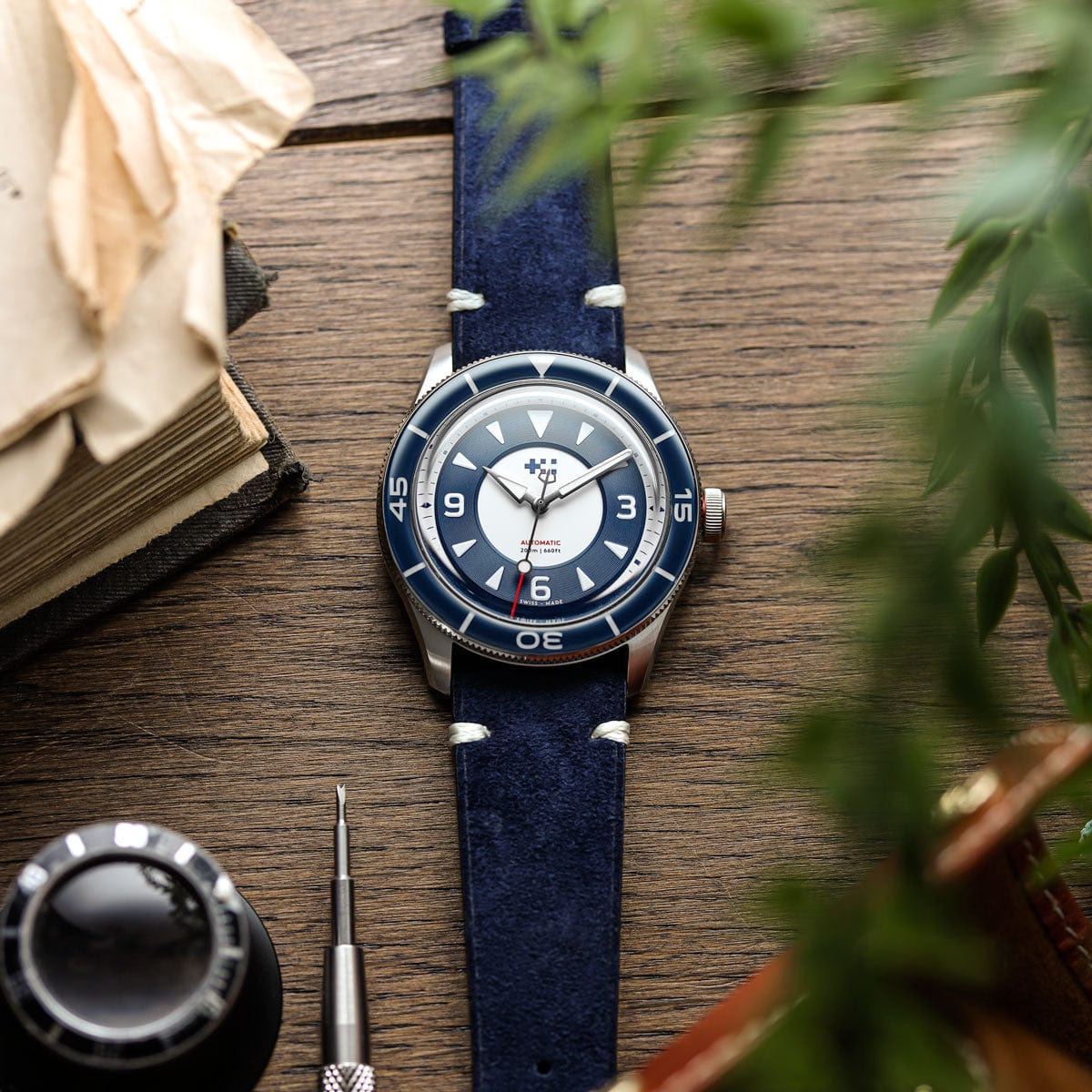 Christopher Ward + WatchGecko C65 Aquitaine - Overton Blue Suede ...